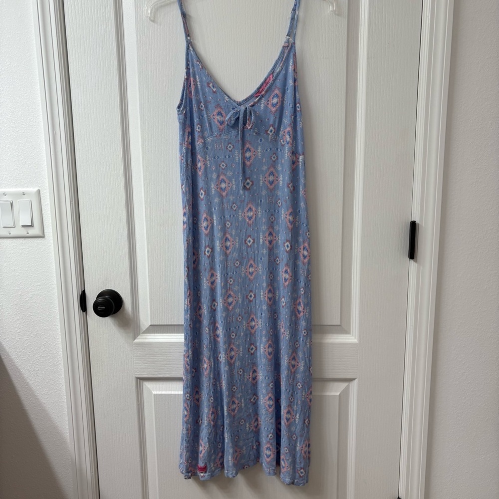Simply Southern Light Blue Pink Aztec Patterned Dress… - Gem